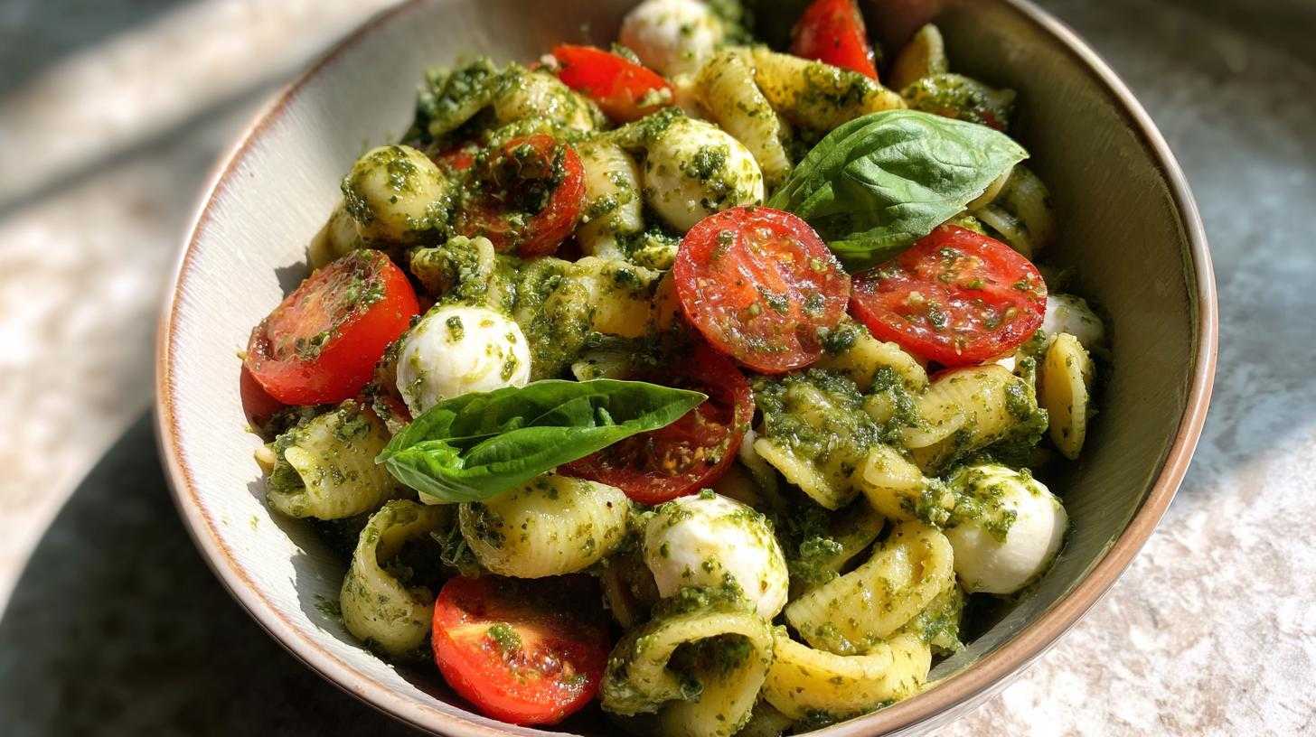 Basil Pesto Pasta Salad: A joyful 1-pound delight - Forkful Heaven