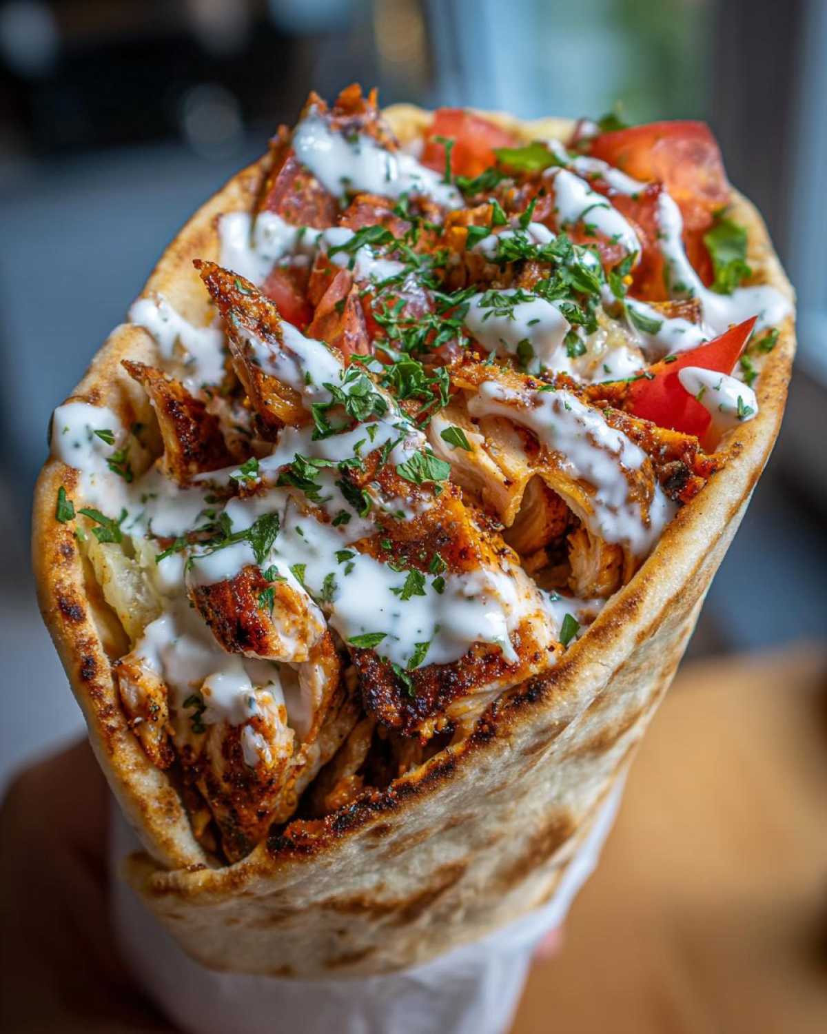 Flavorful Chicken Shawarma Wraps with Great Garlic Sauce - Forkful Heaven