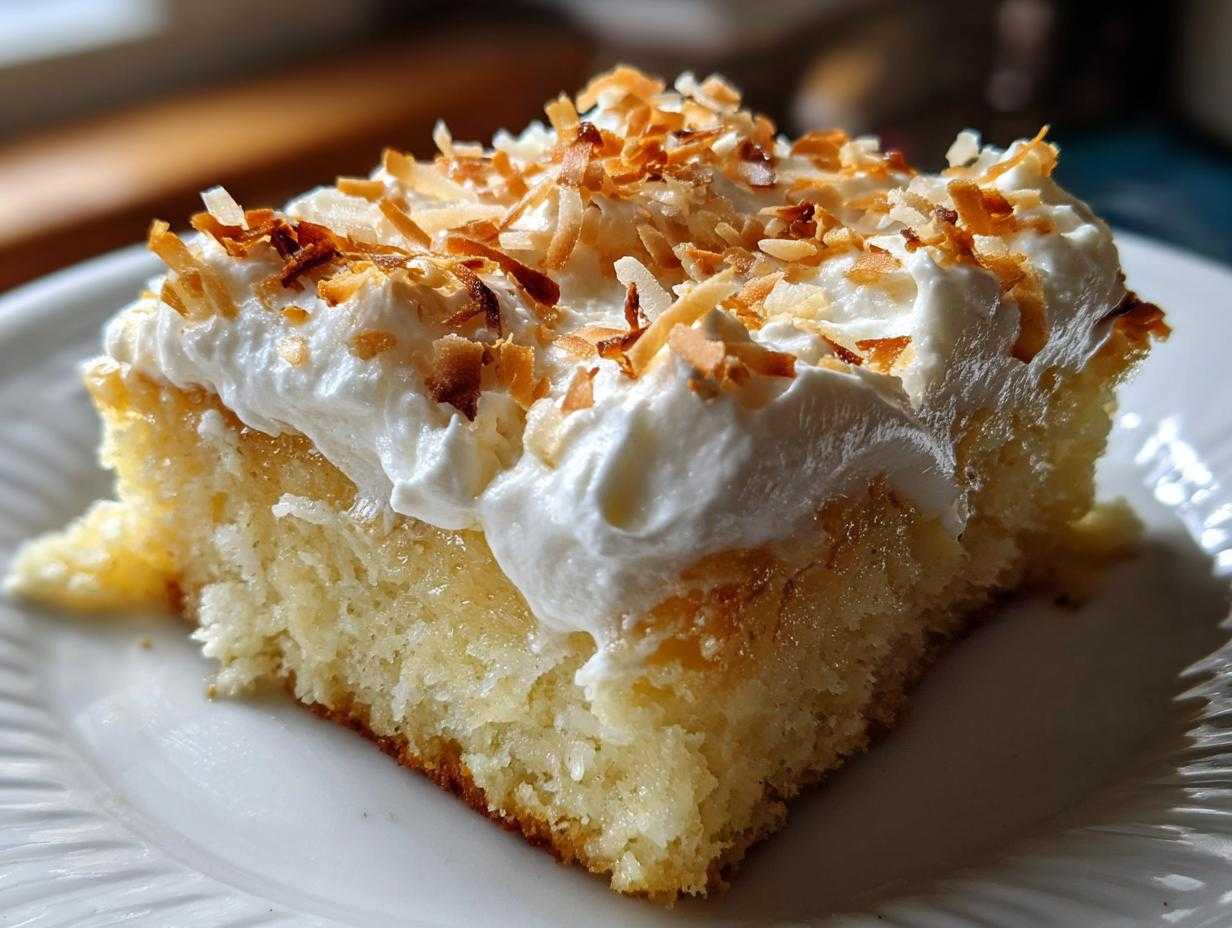 Miracle coconut poke cake: 1 secret soak - Forkful Heaven